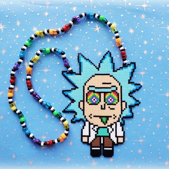 Jewelry | Rick And Morty Kandi Mini Perler Bead Necklace | Poshmark